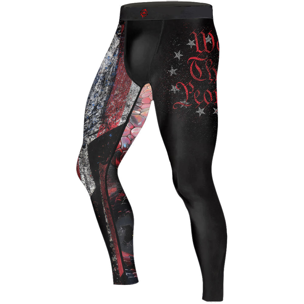American Jiu Jitsu Grunge Men's Compression Leggings | Gym Pants