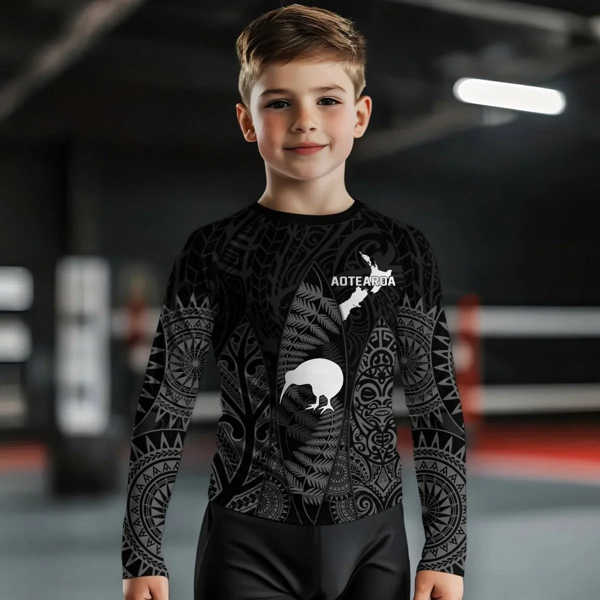 Aotearoa Kiwi Bird Grey Kids Rash Guard