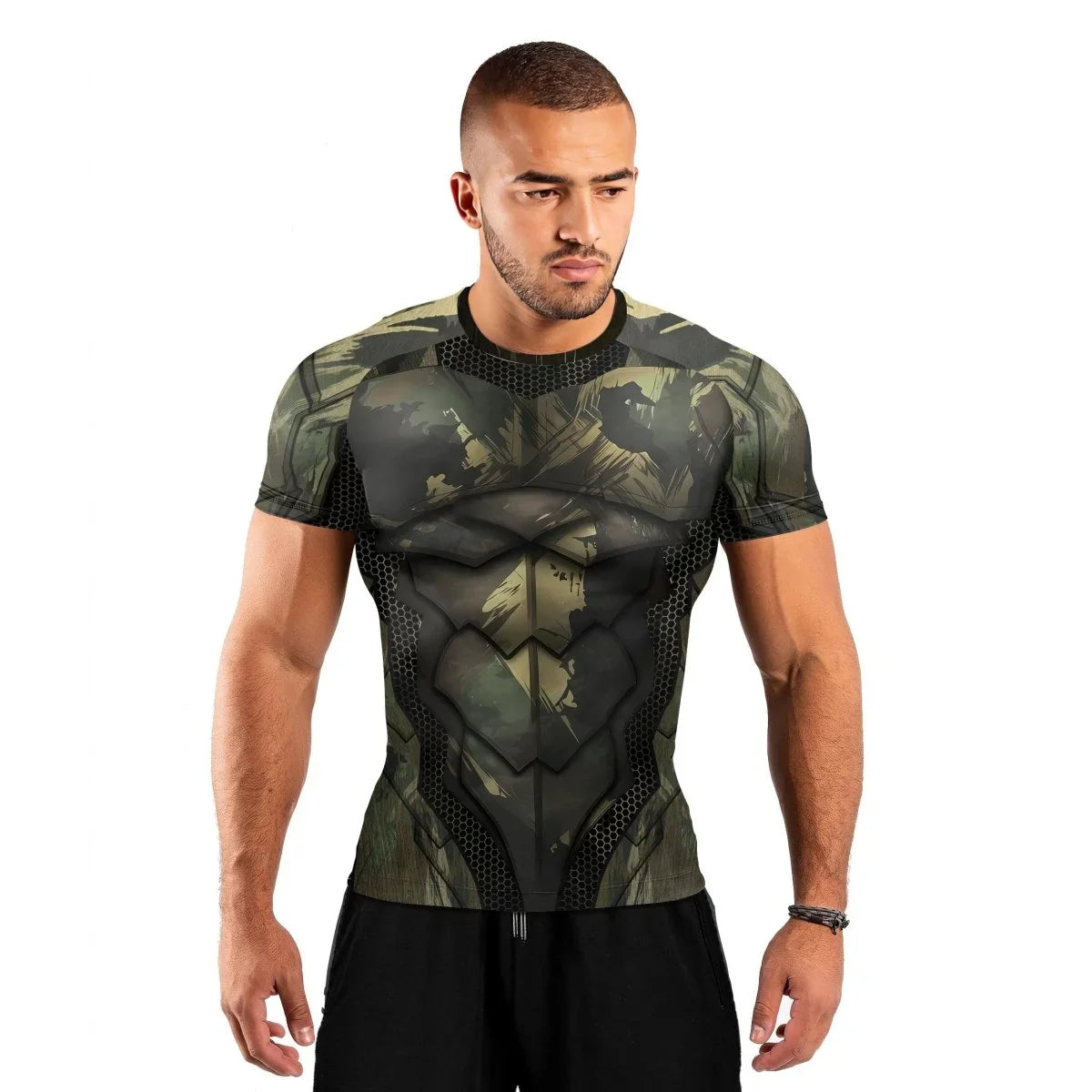 Army Camo Shell Men's Short Sleeve Rash Guard | Veteran BJJ Rash Guard