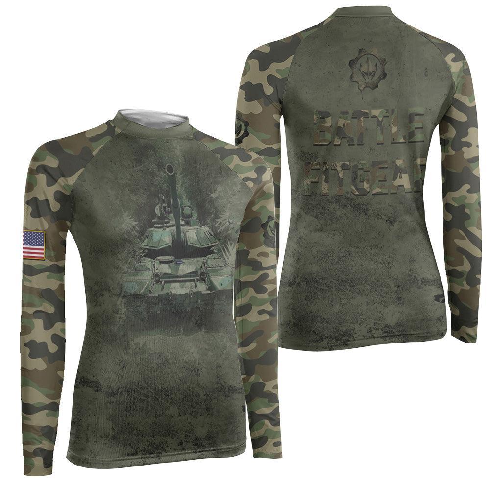 Army Camo Women's Long Sleeve Rash Guard | Army Cano Shirt