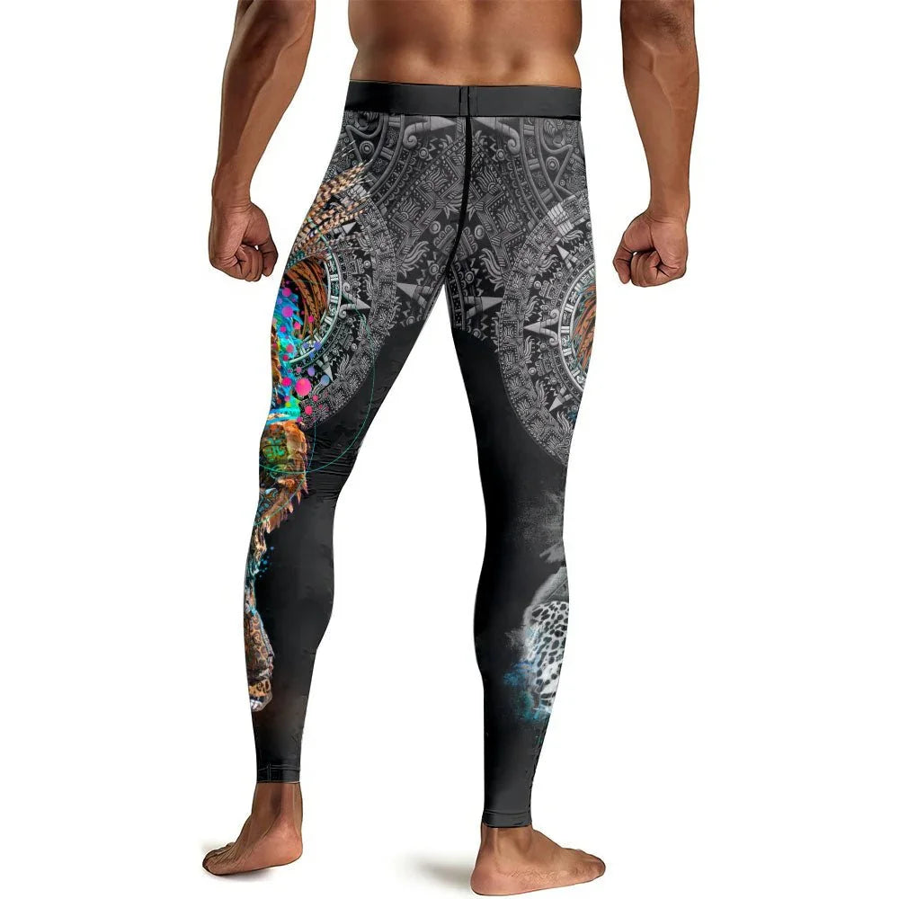 Aztec Jaguar Warrior Men's Compression Leggings | Yoga Tights