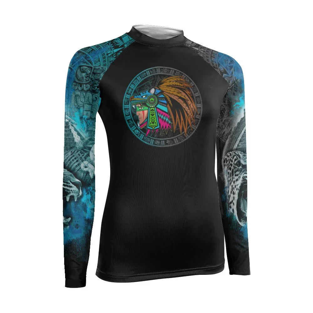 Aztec Jaguar Warrior Women's Long Sleeve Rash Guard
