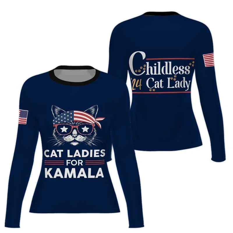 Women's Long Sleeve Rash Guard – Cat Ladies For Kamala