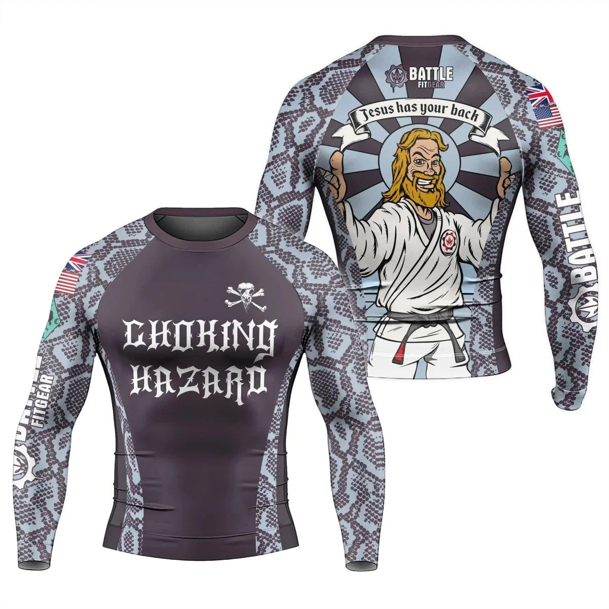Choking Hazard Men's Long Sleeve Rash Guard | Jesus Rash Guard