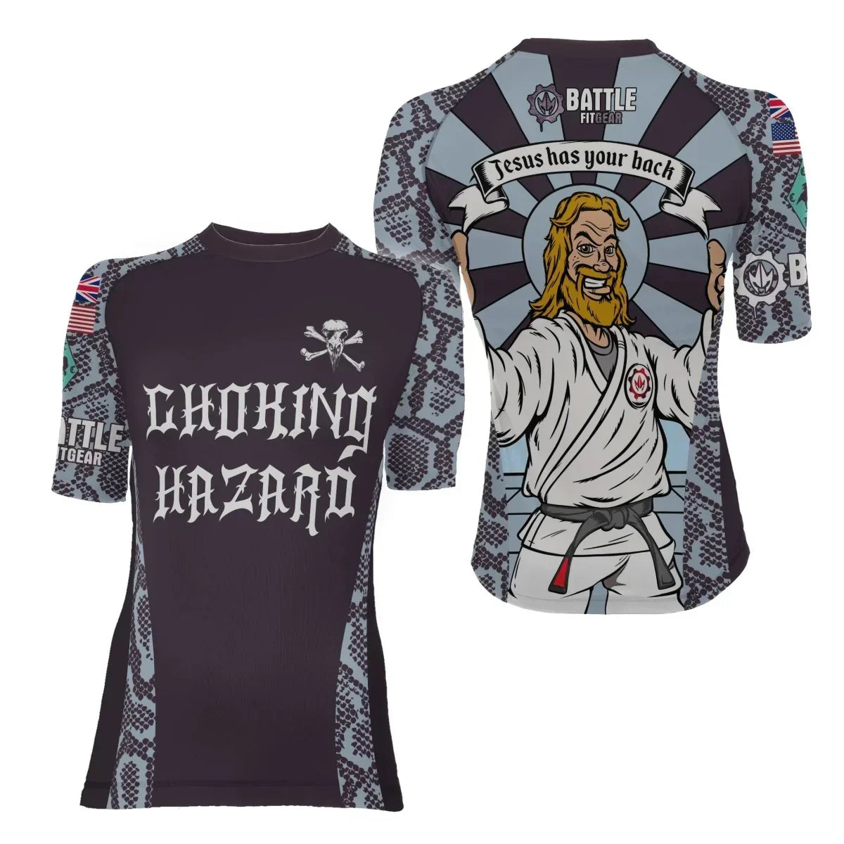 Choking Hazard Women's Short Sleeve Rash Guard | Jesus Fightwear