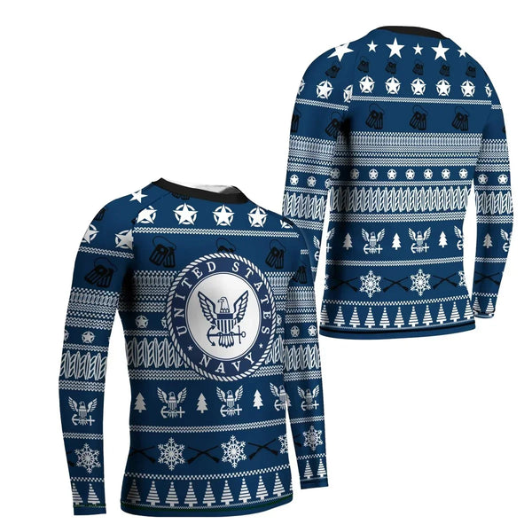 Christmas Navy Kids Rash Guard - Athletic Wear