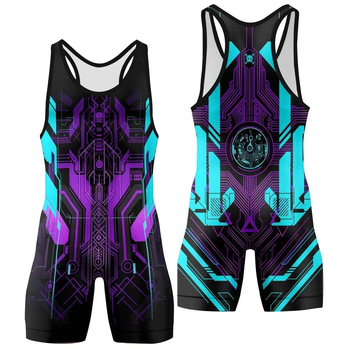 Cyberpunk Ultraviolet Wrestling Singlets | High-Performance Gear