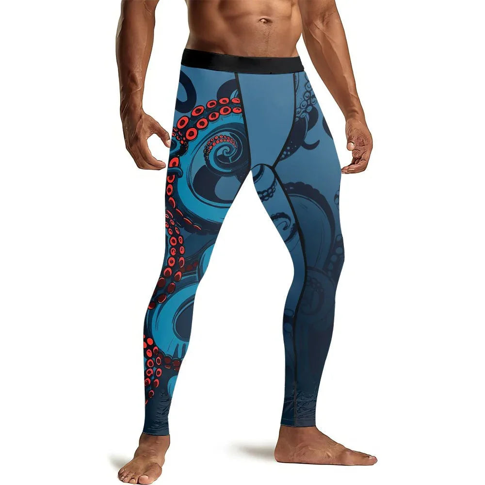 Dark Sea Octopus Men's Compression Leggings | Compression Tights
