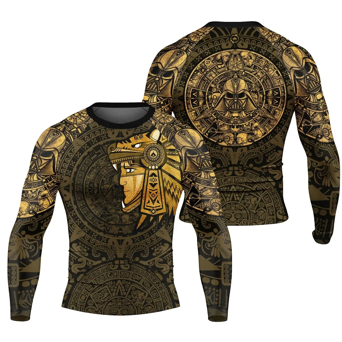 Darth Vader Aztec Calendar Men's Long Sleeve Rash Guard