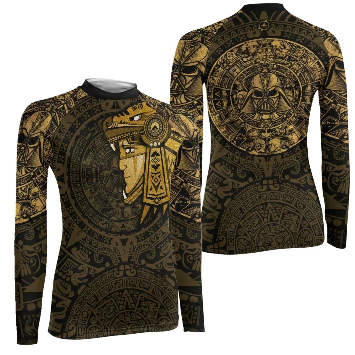 Darth Vader Aztec Calendar Women's Long Sleeve Rash Guard