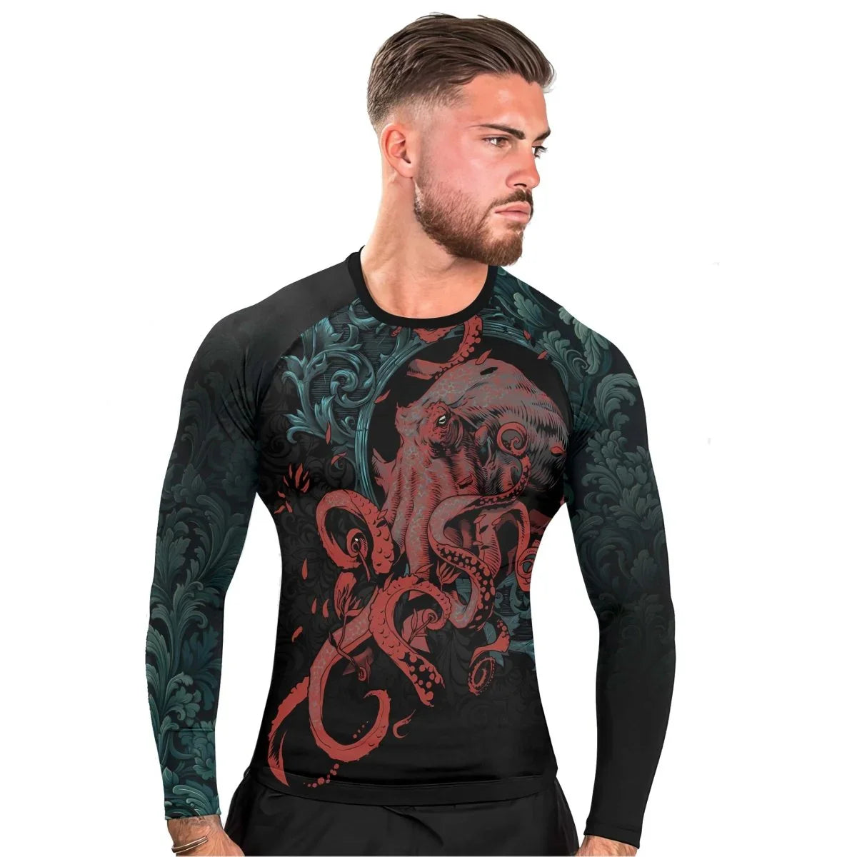 Flower Octopus Men's Long Sleeve Rash Guard | Optimal Performance