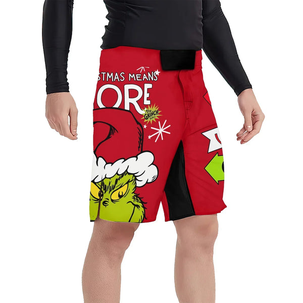 Grinch Christmas Mean More Fight Shorts – Durable MMA Boxing Shorts