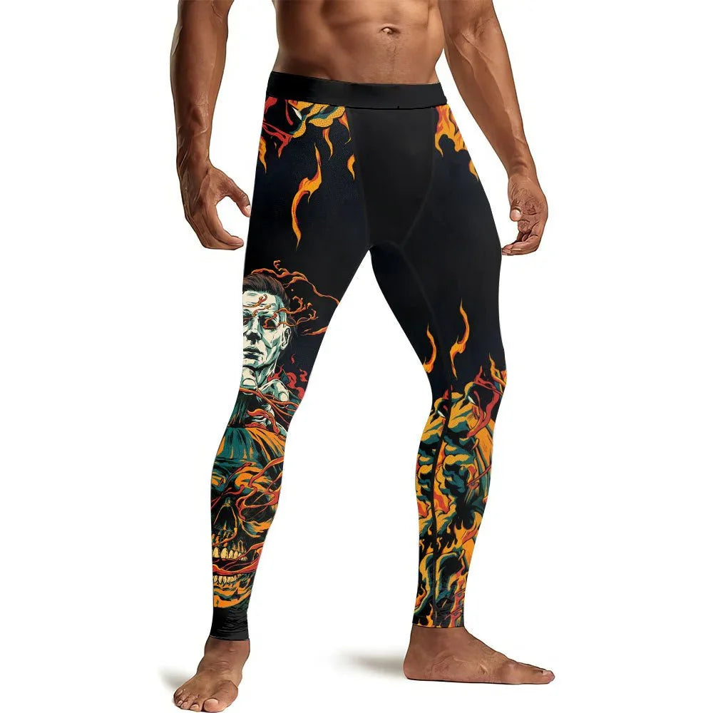 Halloween Michael Myers Men's Compression Leggings | Yoga Tights