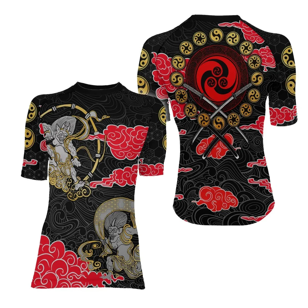 Japanese Raijin And Fujin Women's Short Sleeve Rash Guard