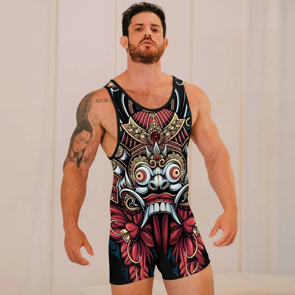 Japanese Weird Samurai Helmet Wrestling Singlets