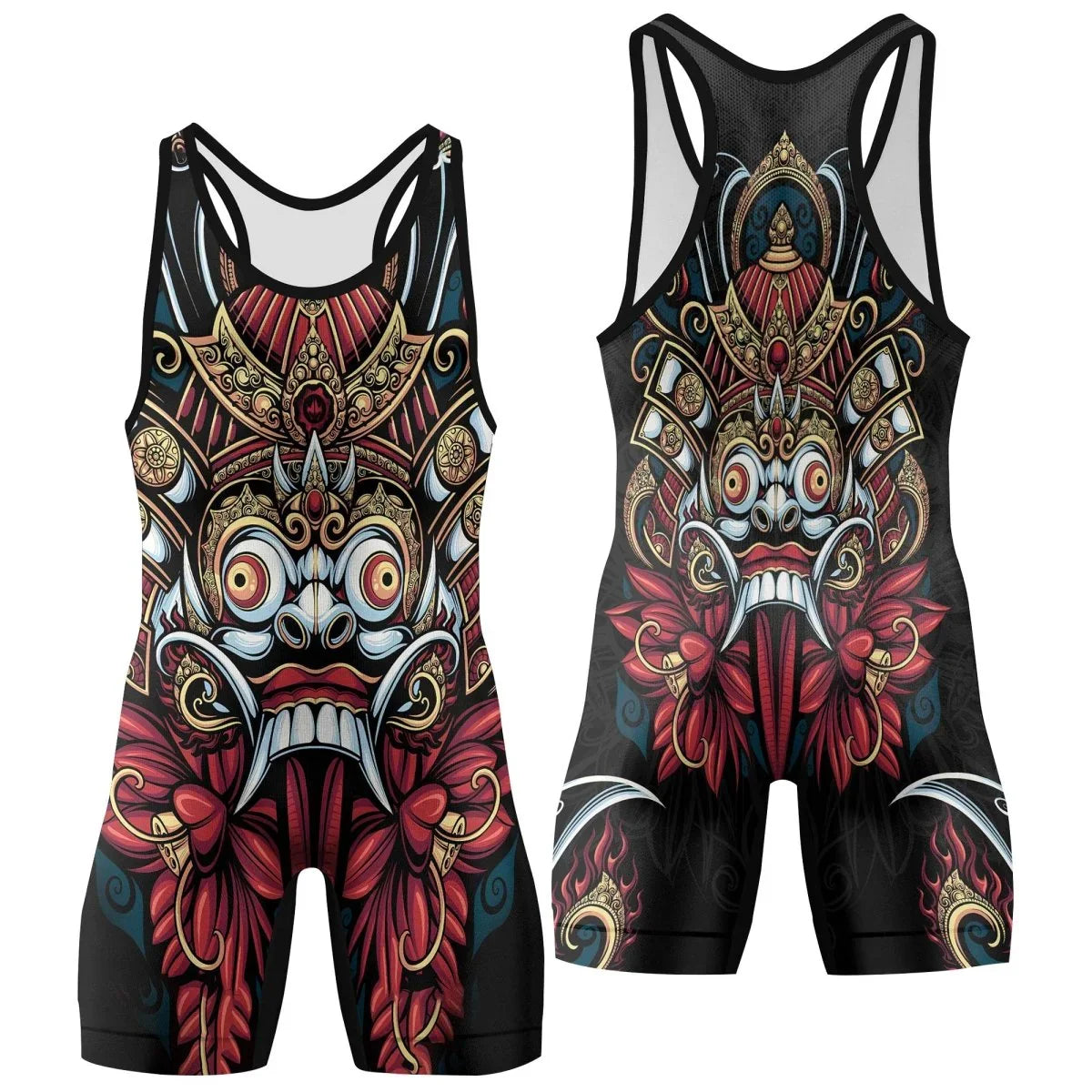 Japanese Weird Samurai Helmet Wrestling Singlets