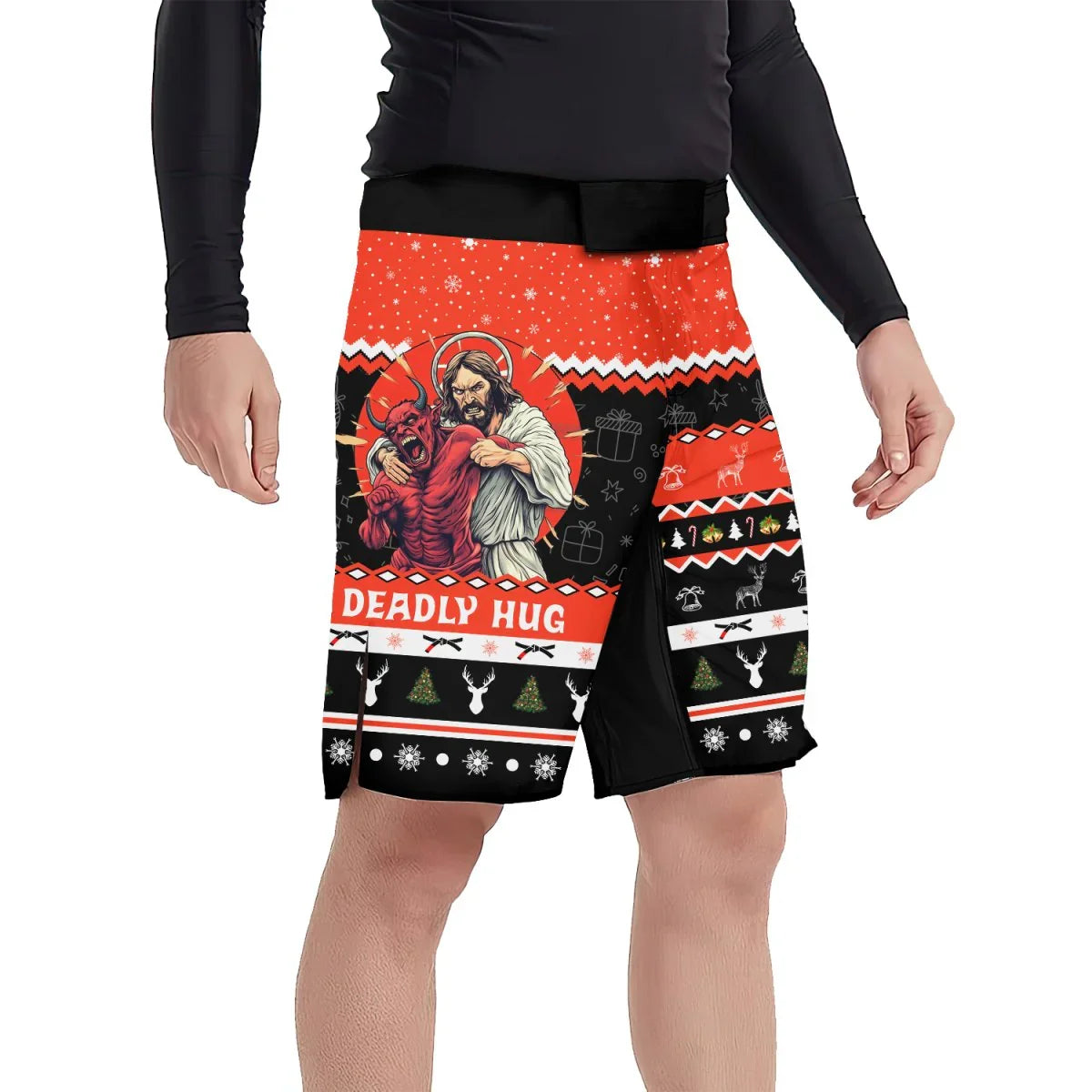 Jesus Deadly Hug Fight Shorts - High-Quality Fight Shorts