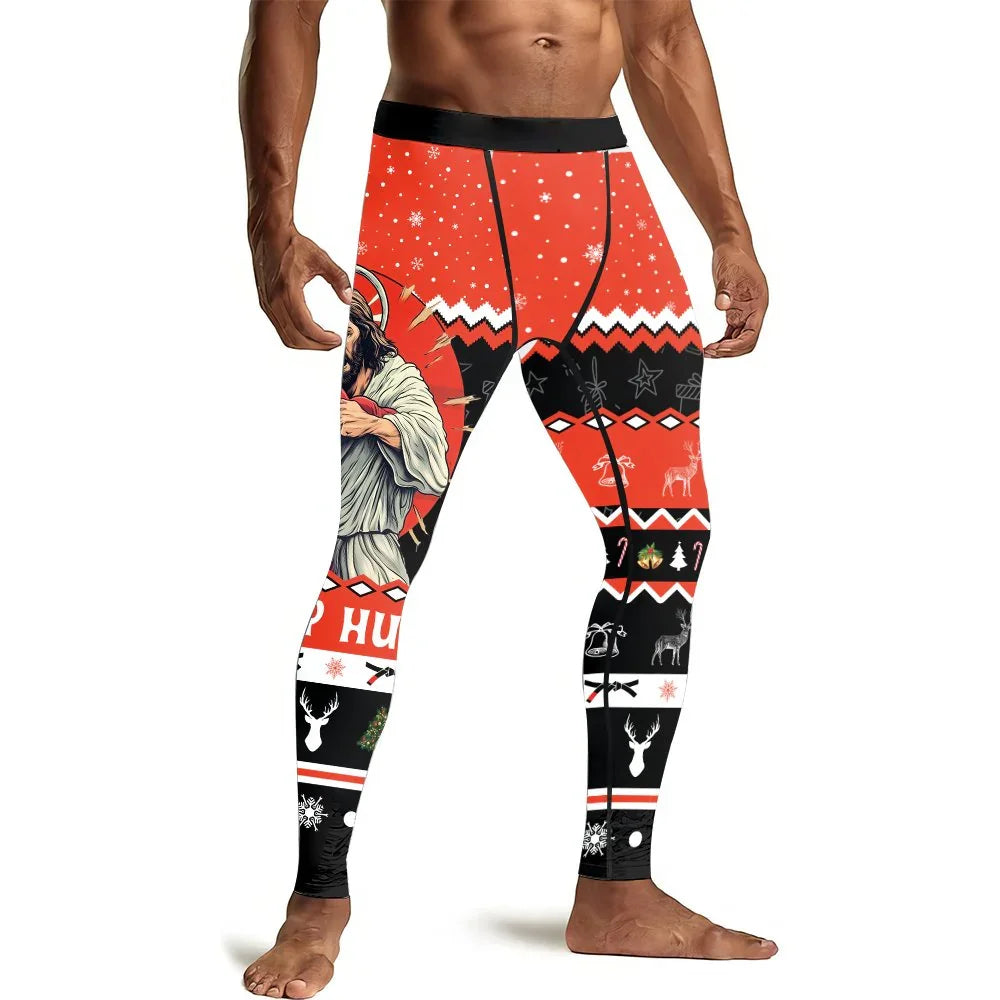Jesus Deadly Hug Men's Compression Leggings - UPF 50+