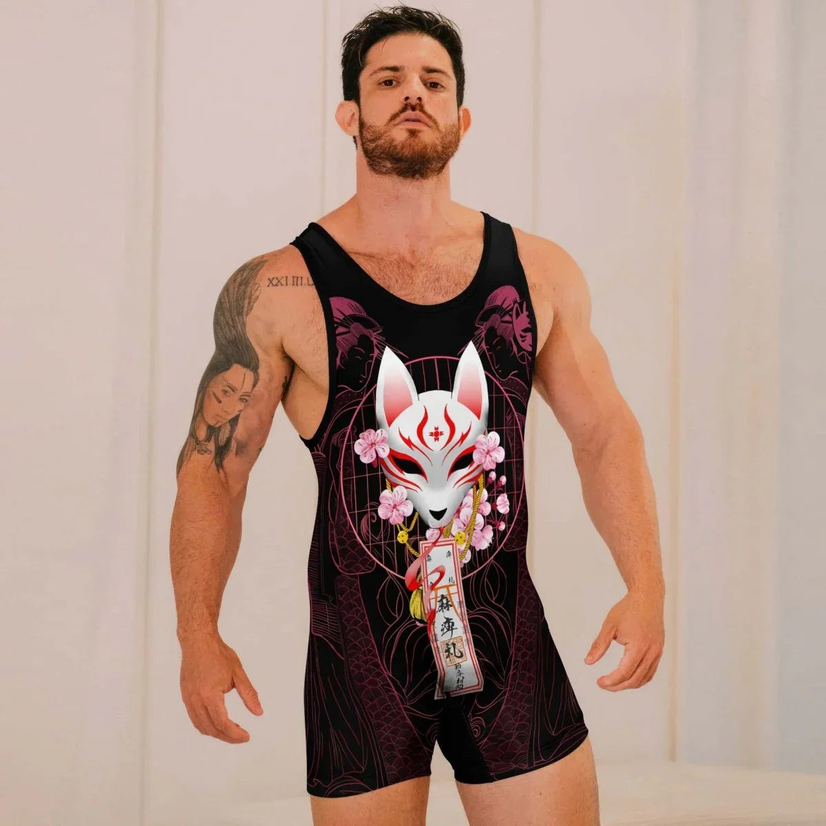 Kitsune Mask Wrestling Singlets - Dynamic Athletic Wear