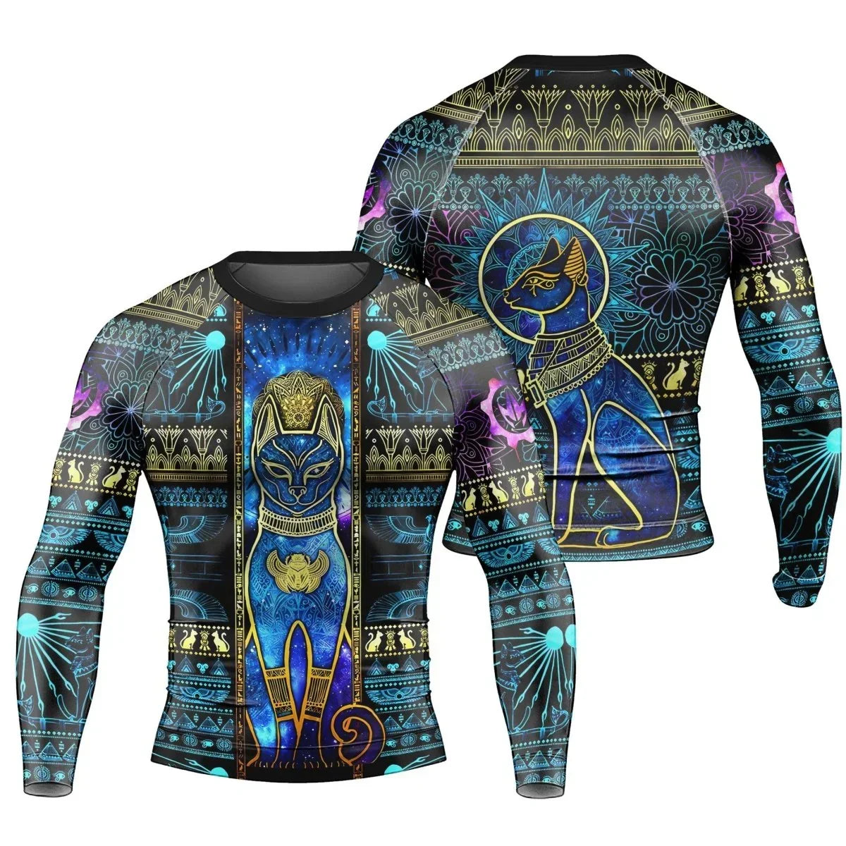 Bastet Galaxy Men's Long Sleeve Rash Guard | Bastet Compression Shirt