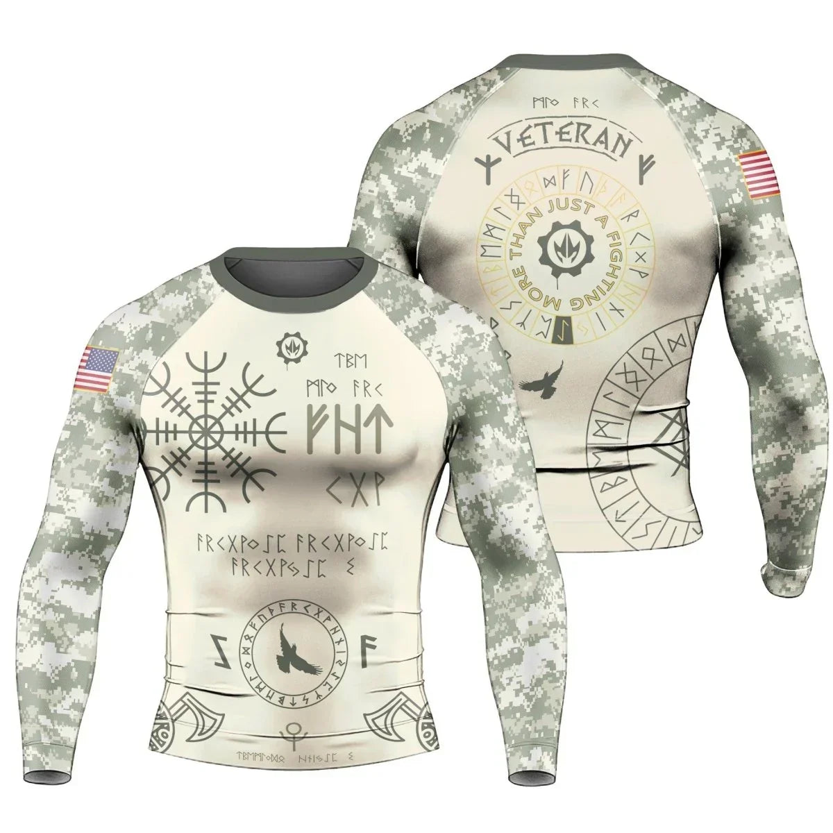 Army Veteran Viking Men Long Sleeve Rash Guard | Viking Workout Shirt