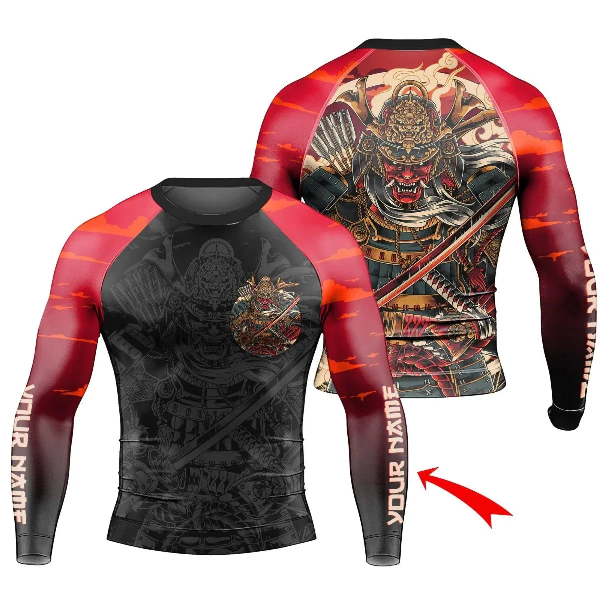 Personalized Samurai Shogun Long Sleeve Rash Guard |Samurai Rash Guard