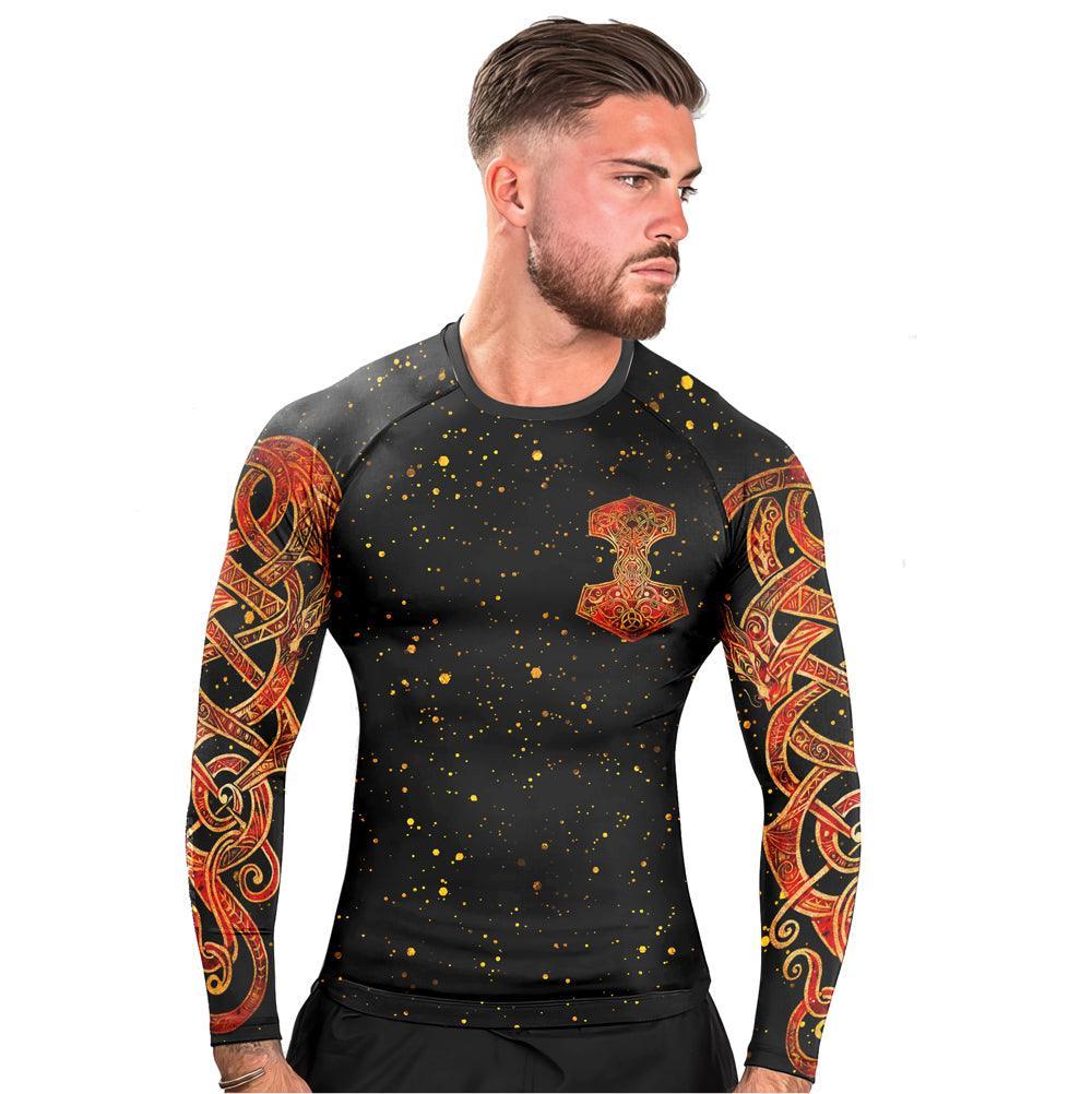 Godly Hammer Long Sleeve Rash Guard | Viking mjolnir Rashguard