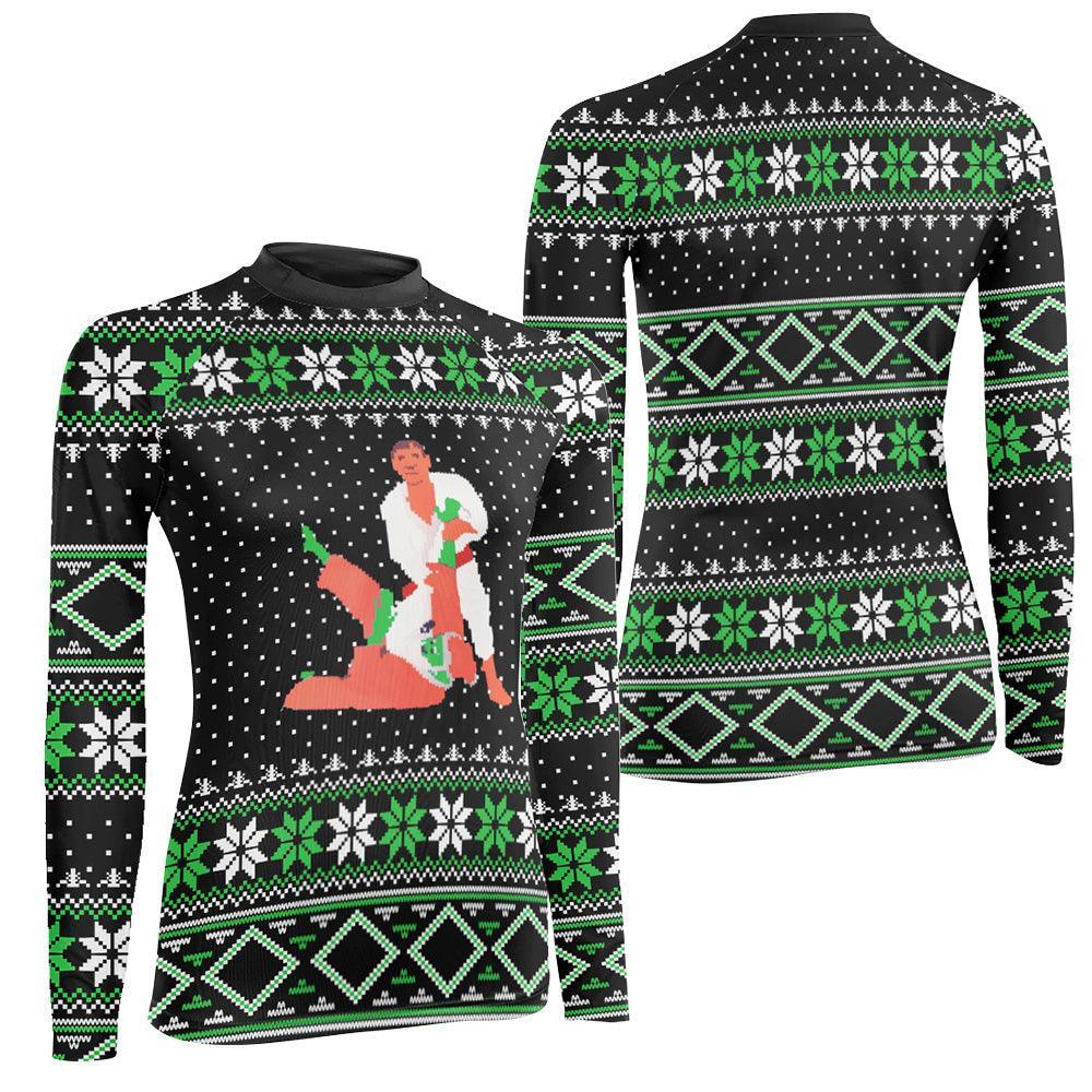Santa Christmas Woman Long Sleeve Rash Guard | Christmas Rashguard