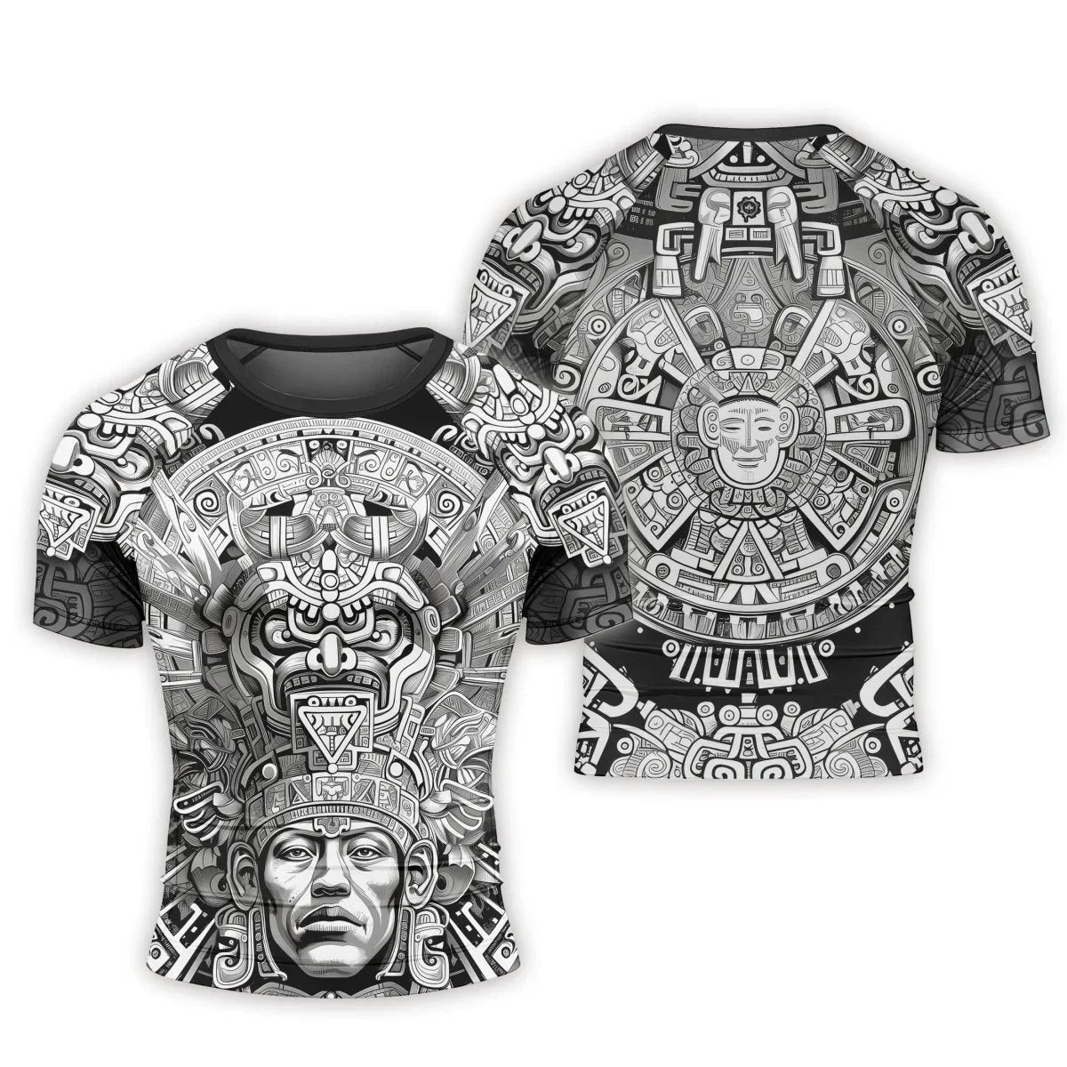 Brave Aztec Warrior Men's Short Sleeve Rash Guard | Compression Shirt
