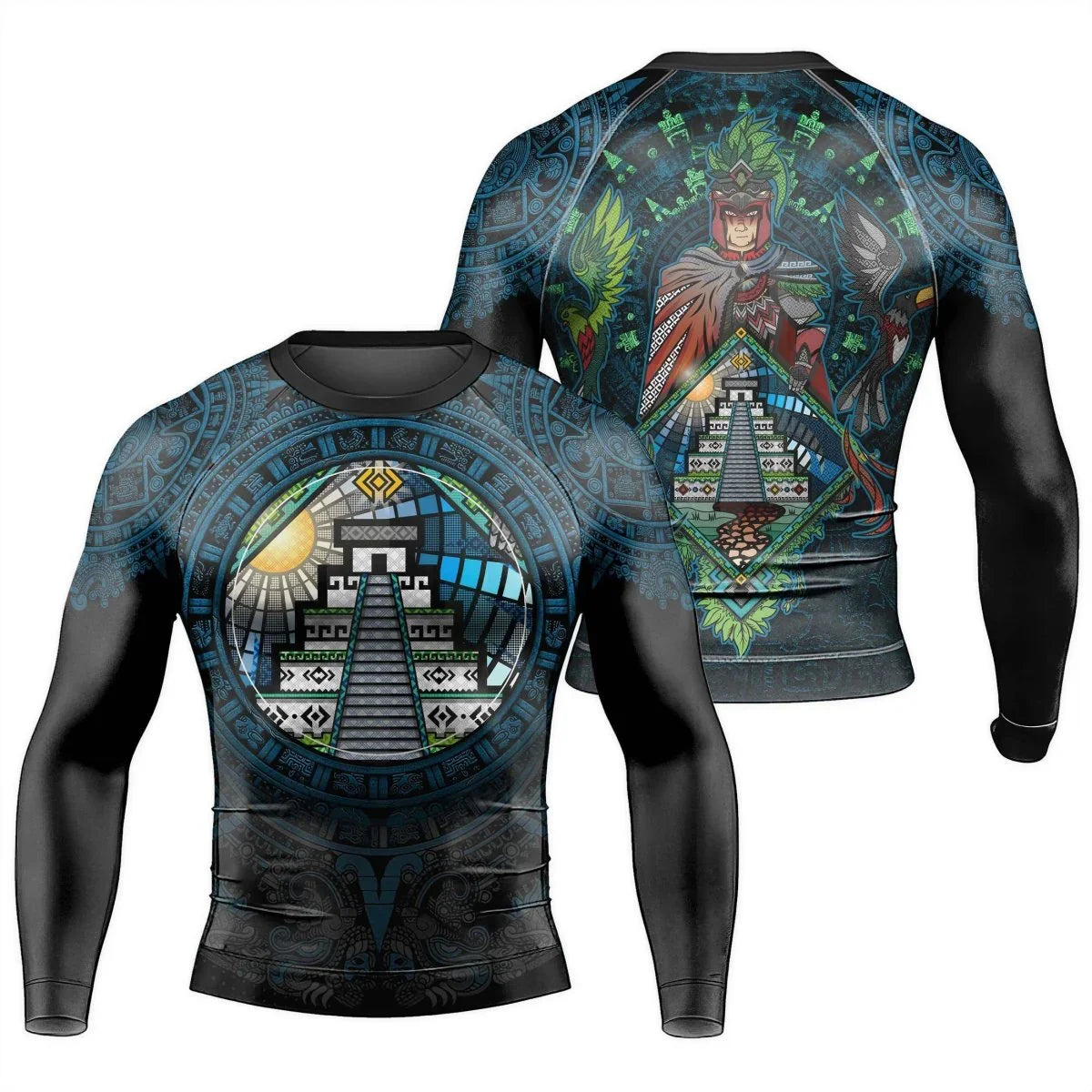 Mayan Guardian Men's Long Sleeve Rash Guard | Aztec Fightwear