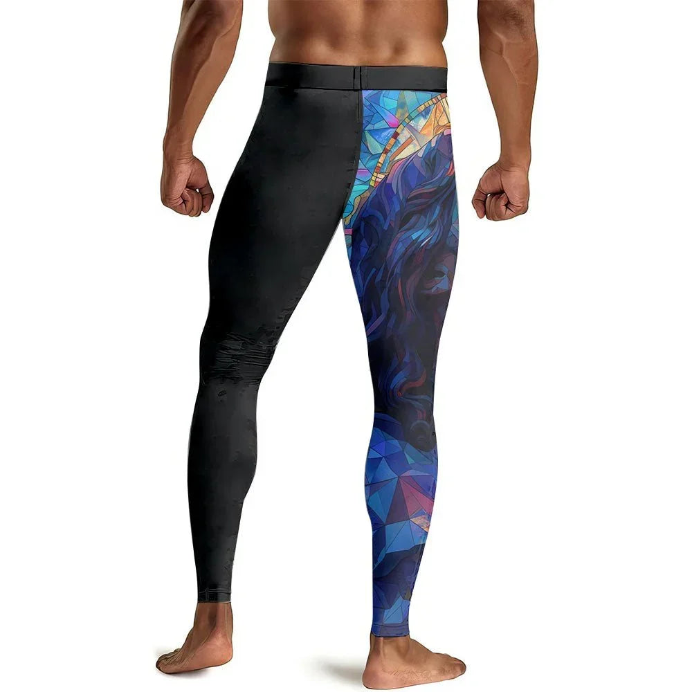 Merciful Jesus Men's Compression Leggings | Jesus Stirrup Pants