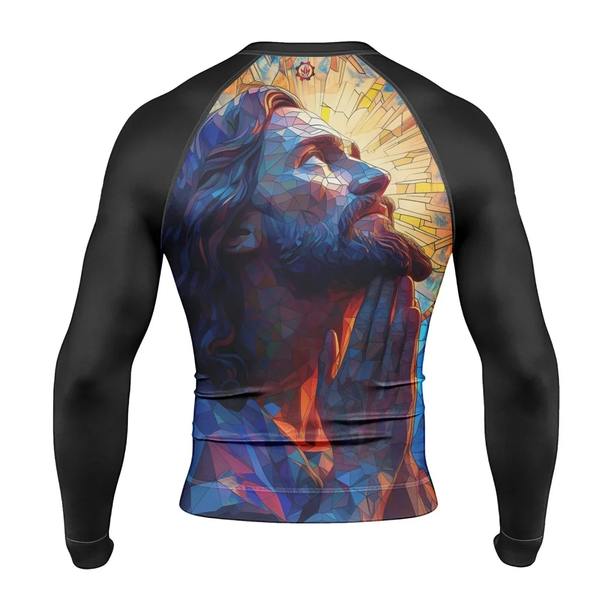 Merciful Jesus Men's Long Sleeve Rash Guard | Jesus Compression Shirt