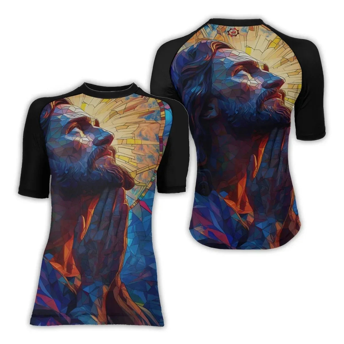 Merciful Jesus Women's Short Sleeve Rash Guard | Jesus Workout Shirt