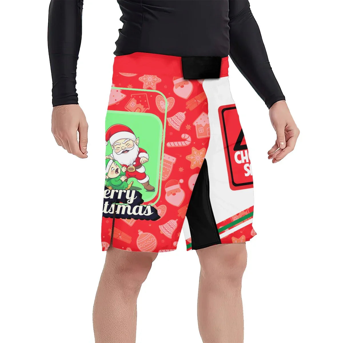 Merry Christmas Choking Santa Fight Shorts - High Quality