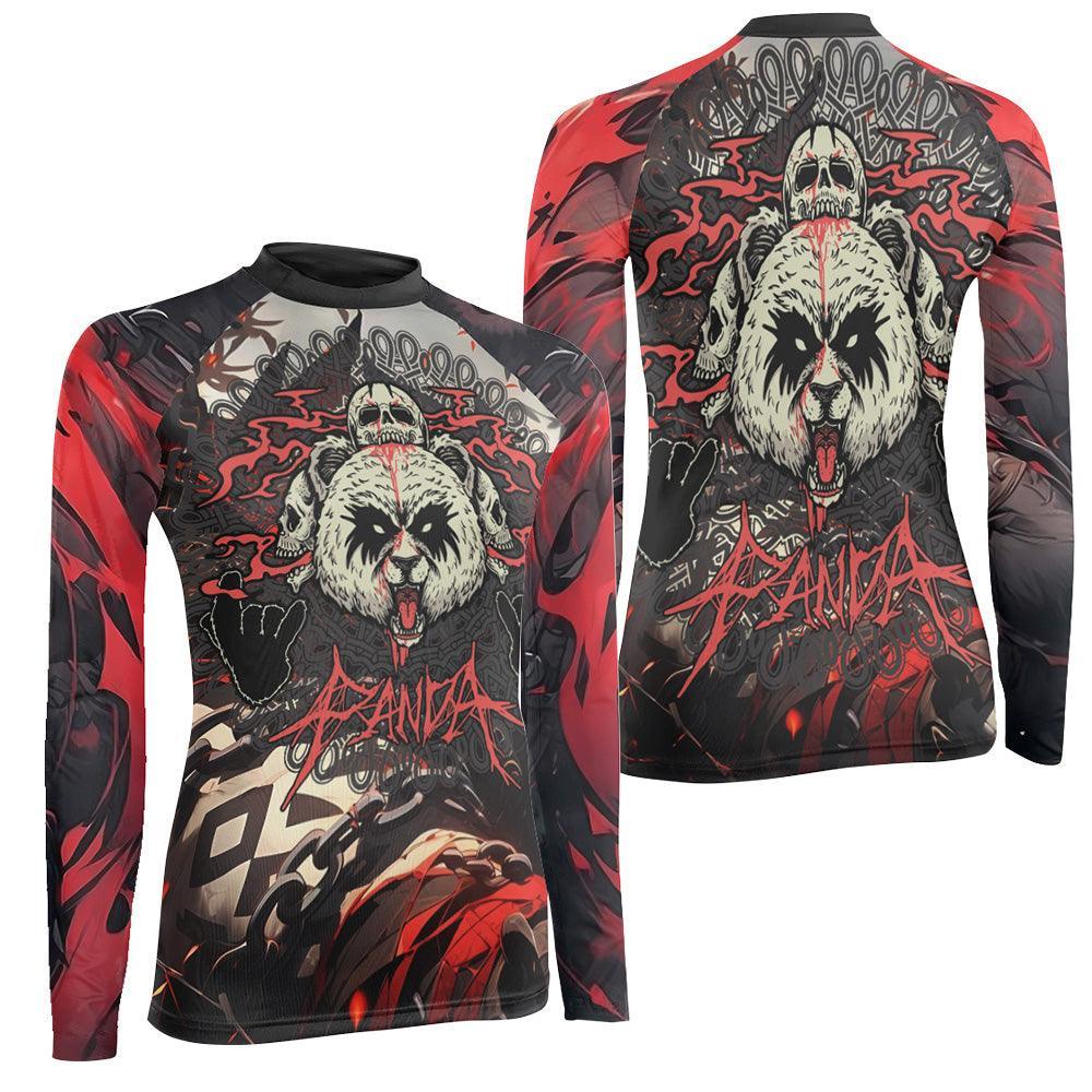 Panda Skull Women's Long Rash Guard | Panda Skull Compression Shirt