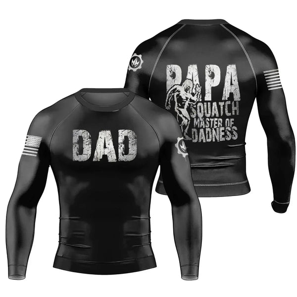 Papa Squatch Master Men's Long Sleeve Rash Guard | Compression Shirt