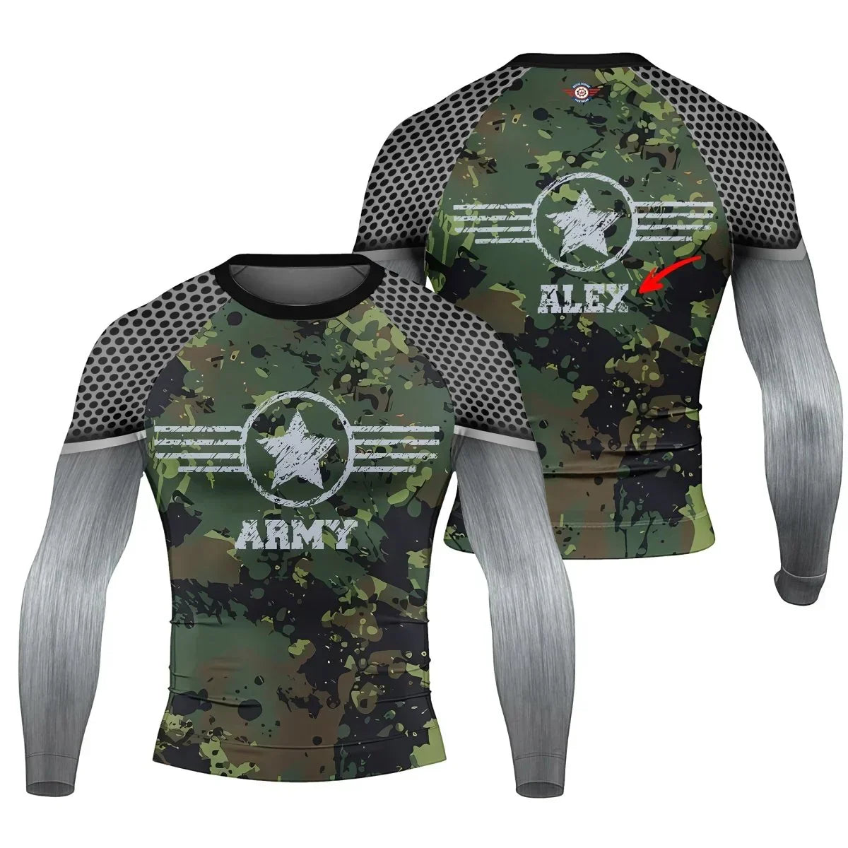 Personalized Jungle Army Men's Long Sleeve Rash Guard | Fightwear