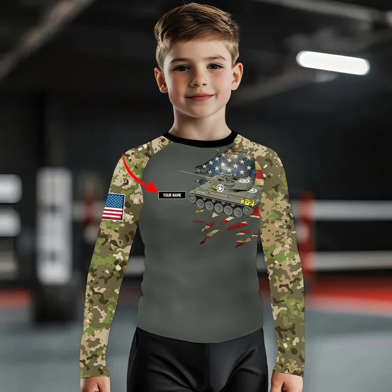 Personalized M18 Hellcat Tank Kids Rash Guard | Kids Rash Guard