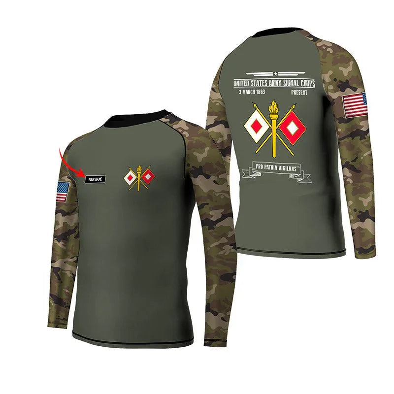 Personalized US Army Signal Corps Kids Rash Guard | Kids Rash Guard