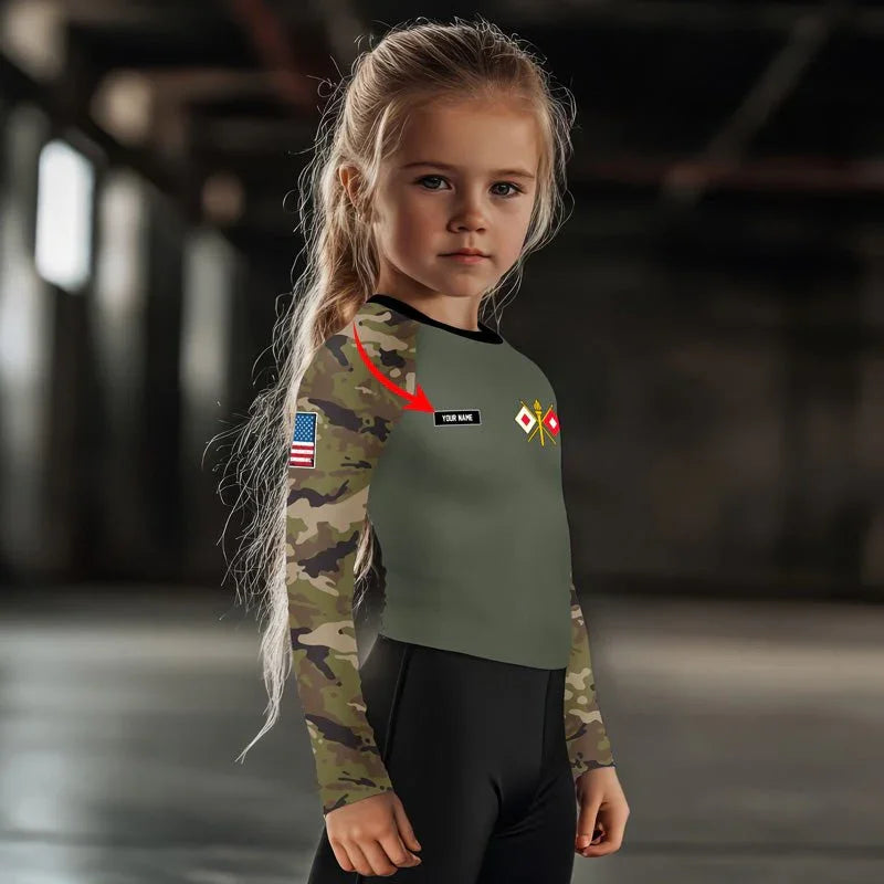 Personalized US Army Signal Corps Kids Rash Guard | Kids Rash Guard