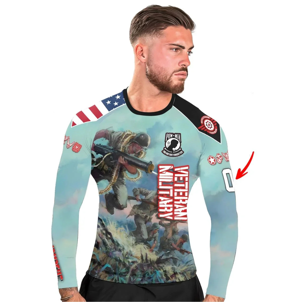 Personalized Veteran Bloody Ridge Men's Long Sleeve Rash Guard