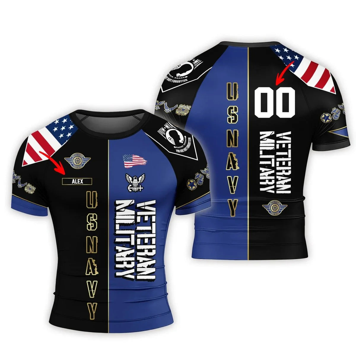 Personalized Veteran Military USNAVY Men's Short Sleeve Rash Guard