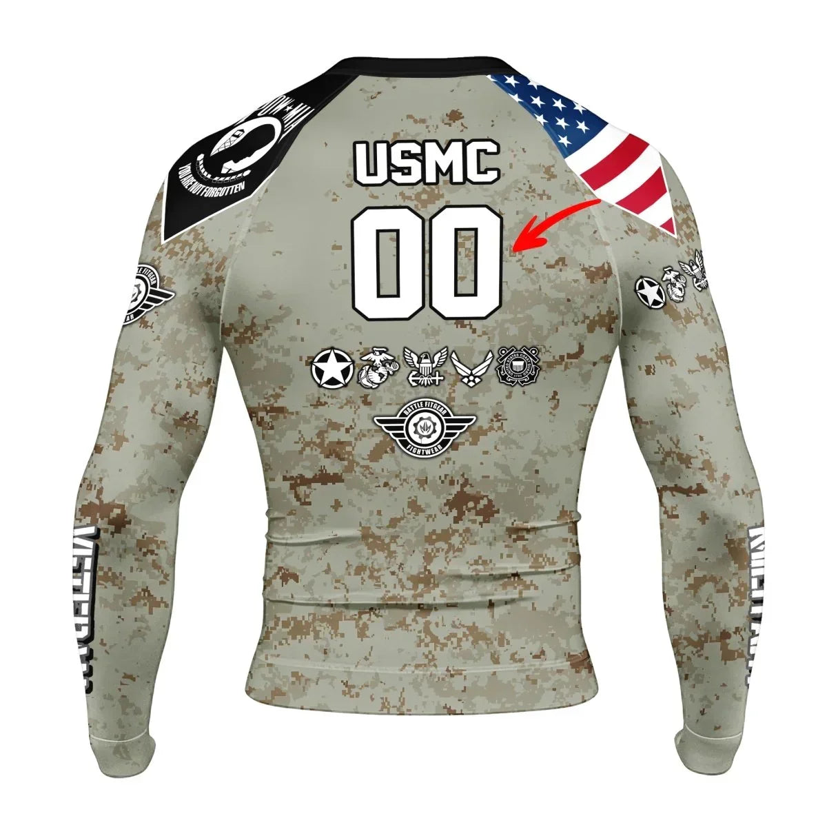 Personalized Veteran USMC Uniform Men's Long Sleeve Rash Guard