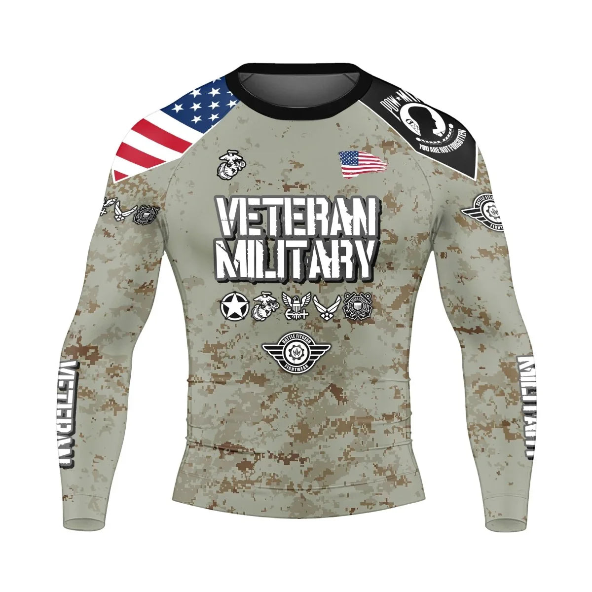 Personalized Veteran USMC Uniform Men's Long Sleeve Rash Guard
