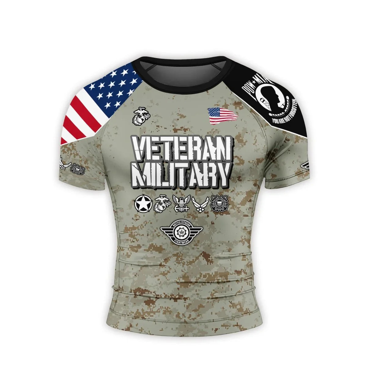 Personalized Veteran USMC Uniform Men's Short Sleeve Rash Guard