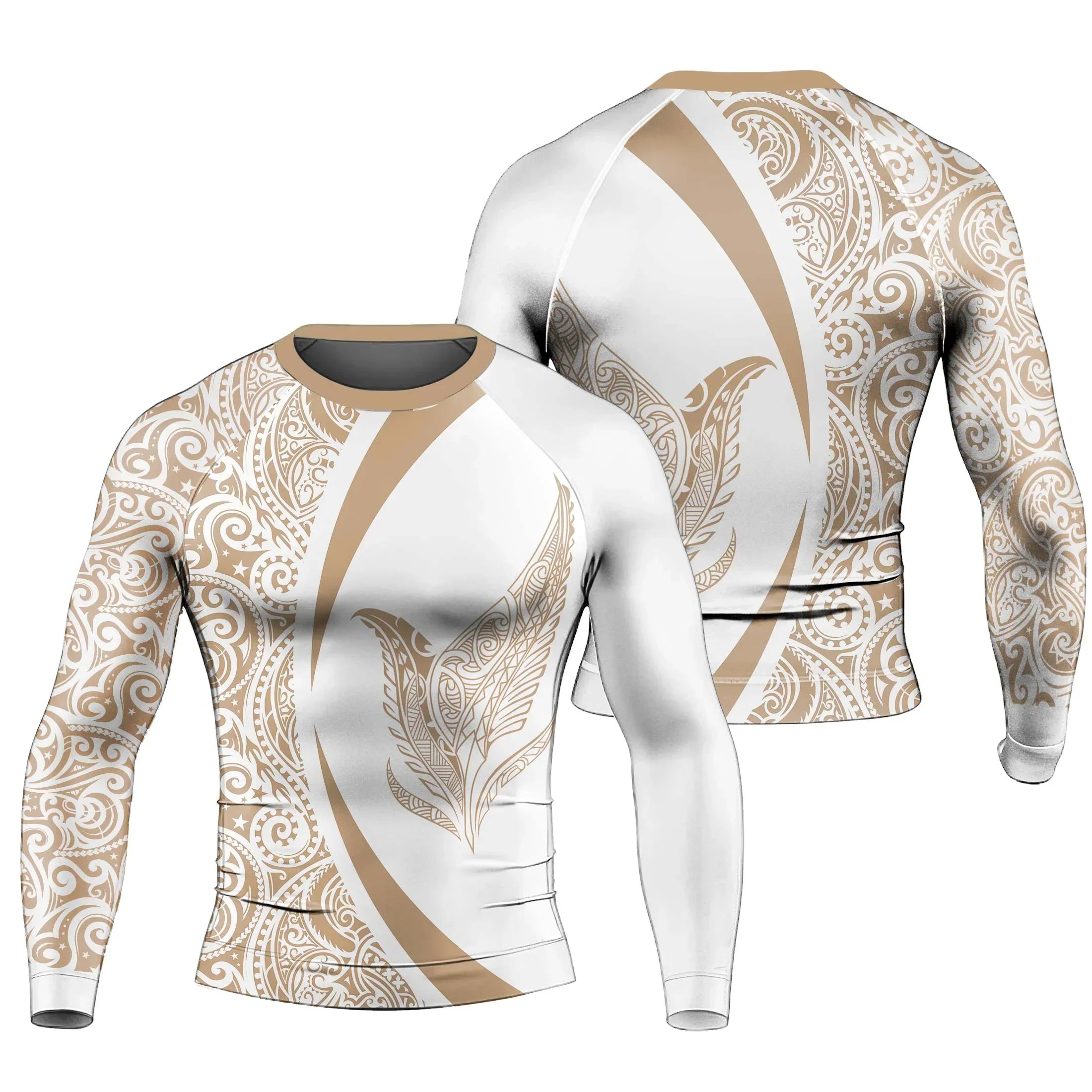Polynesian Tattoo Men's Long Sleeve Rash Guard for Training