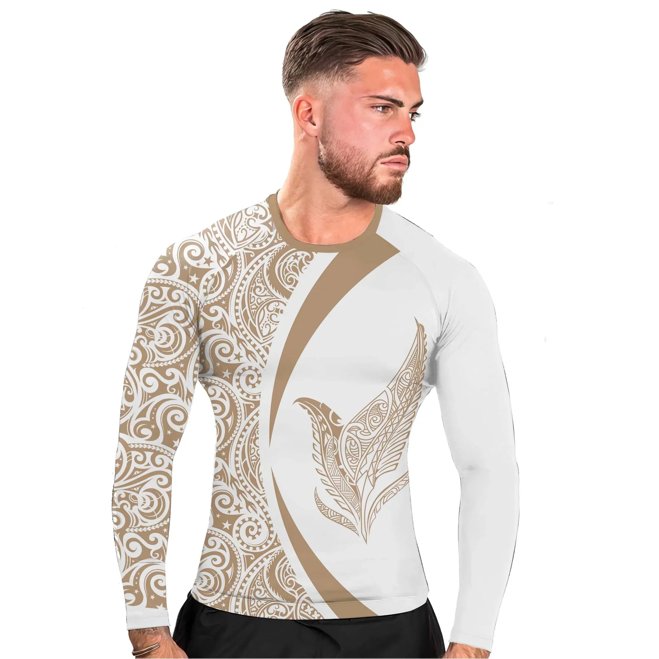 Polynesian Tattoo Men's Long Sleeve Rash Guard for Training