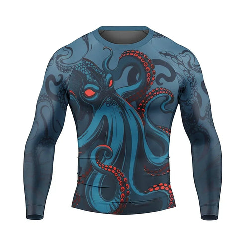 Dark Sea Octopus Men's Long Sleeve Rash Guard