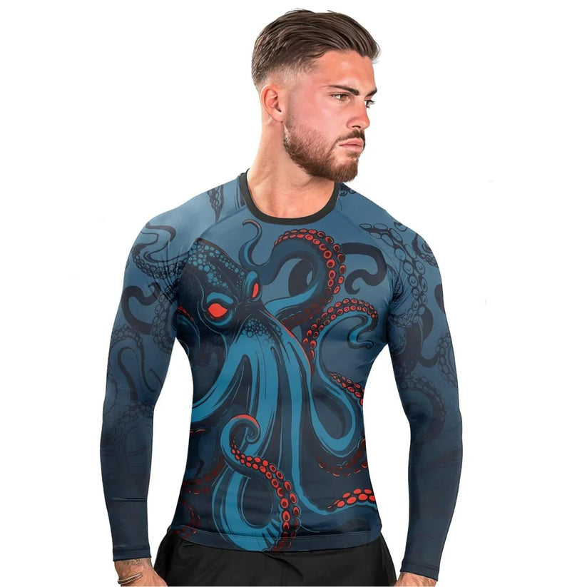 Dark Sea Octopus Men's Long Sleeve Rash Guard