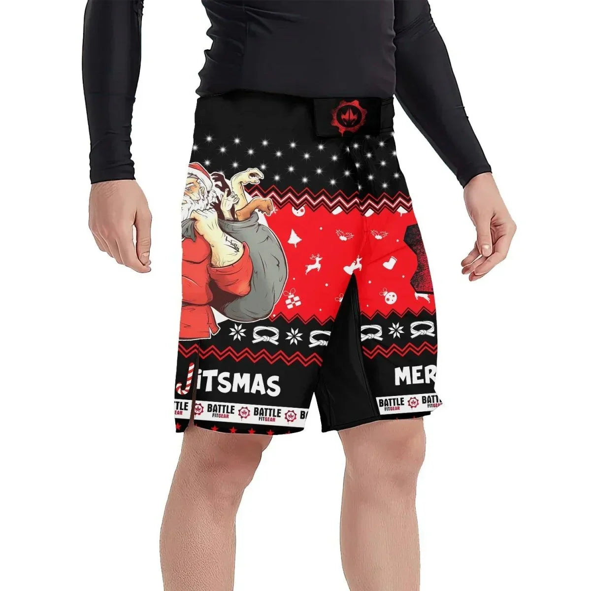 Villain Santa Claus Jitsmas Fight Shorts - Perfect for MMA & Boxing